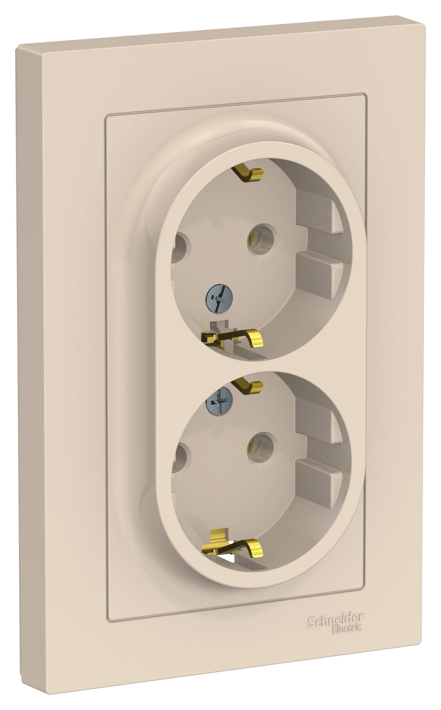 Schneider Atlas Socket with Grounding 2-gang Beige
